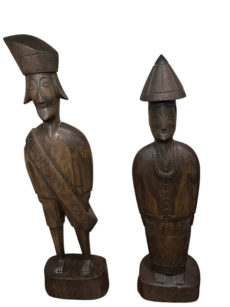 Tribal Toraja Sulawesi Batak Warrior Couple Carving Wood Tora Tora Ind ...